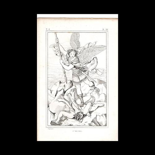 Antique Prints & Drawings | Saint Michael Overwhelming the Demon ...