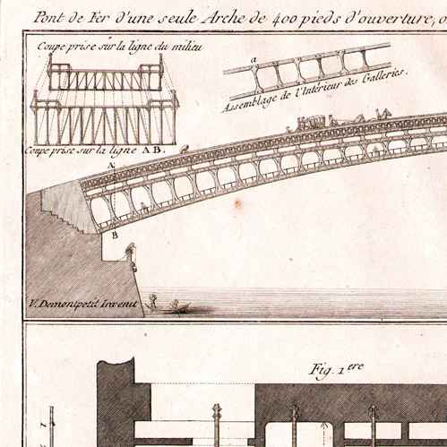 Antique Prints & Drawings | Drawing of Architect - Architecture - Iron ...