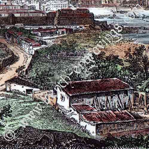 Grabados & Dibujos Antiguos | Vista de Barcelona - Cataluña (España ...