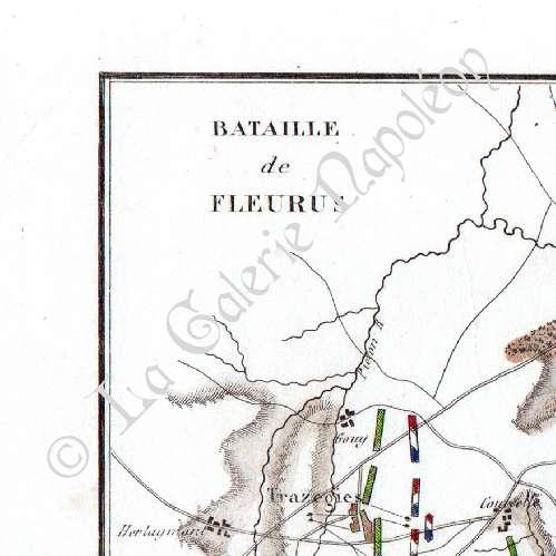 Antique Prints & Drawings | Antique map - Battlefield of Fleurus ...