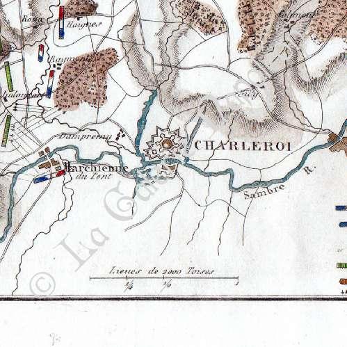 Antique Prints & Drawings | Antique map - Battlefield of Fleurus ...