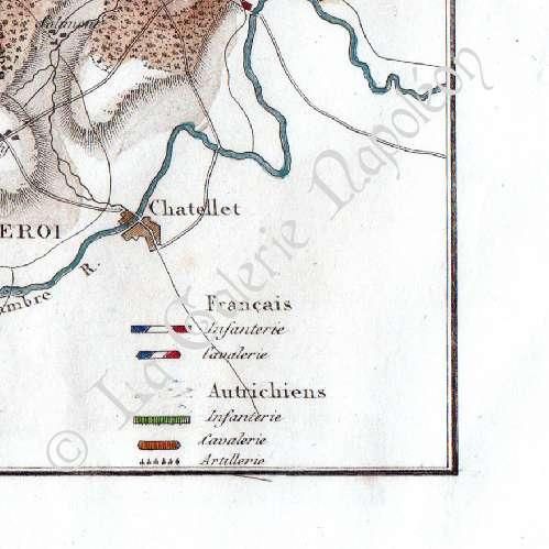 Antique Prints & Drawings | Antique map - Battlefield of Fleurus ...