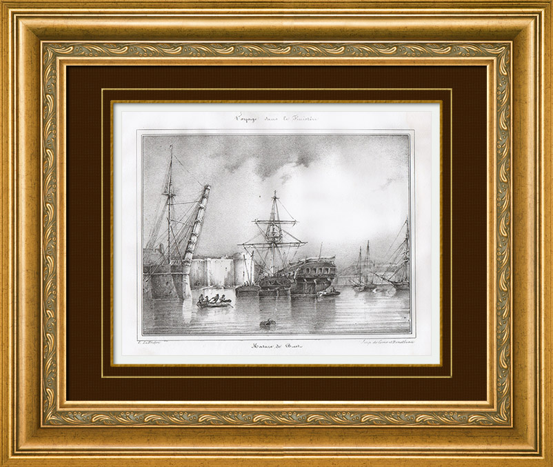 Antique Prints & Drawings | View of Brest - Port - Finistère - Brittany ...