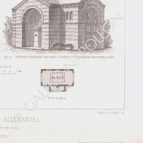 Antique Prints & Drawings | Architect's Drawing - German architecture ...
